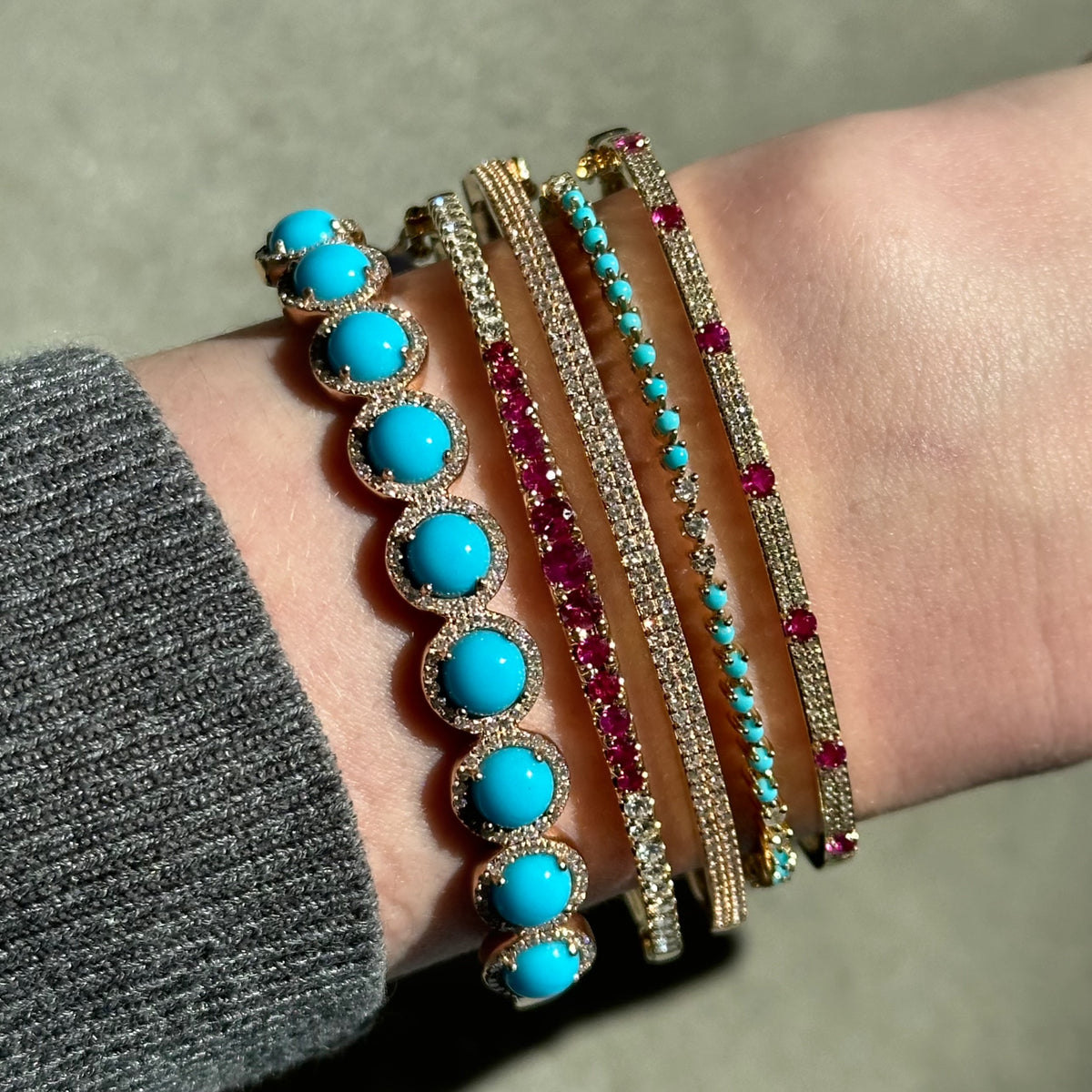 Bold Turquoise & Diamond Bangle Bracelet – Milestones by Ashleigh Bergman
