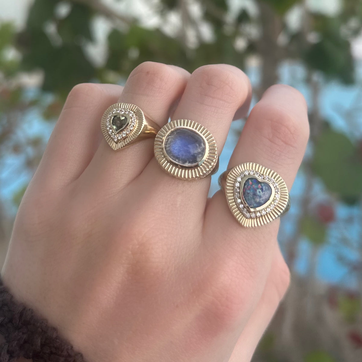 Sunbeam Green Sapphire & Diamond Fluted Heart Ring – Milestones by Ashleigh Bergman