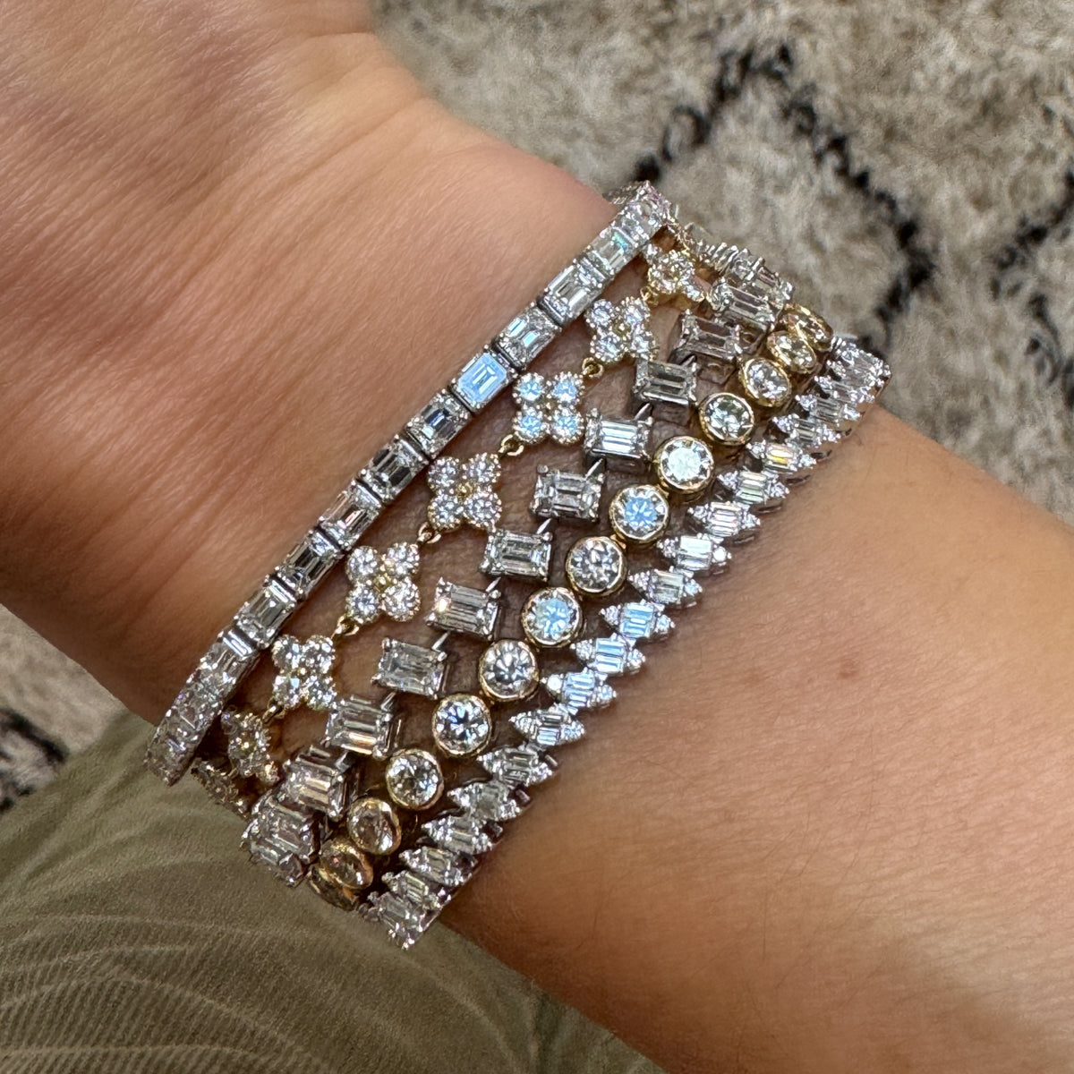 Edgy Sideways Emerald Cut Diamond Eternity Bracelet – Milestones by ...