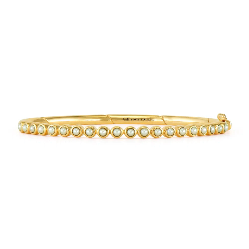 Classic Bezel Set Pearl Bangle – Milestones by Ashleigh Bergman