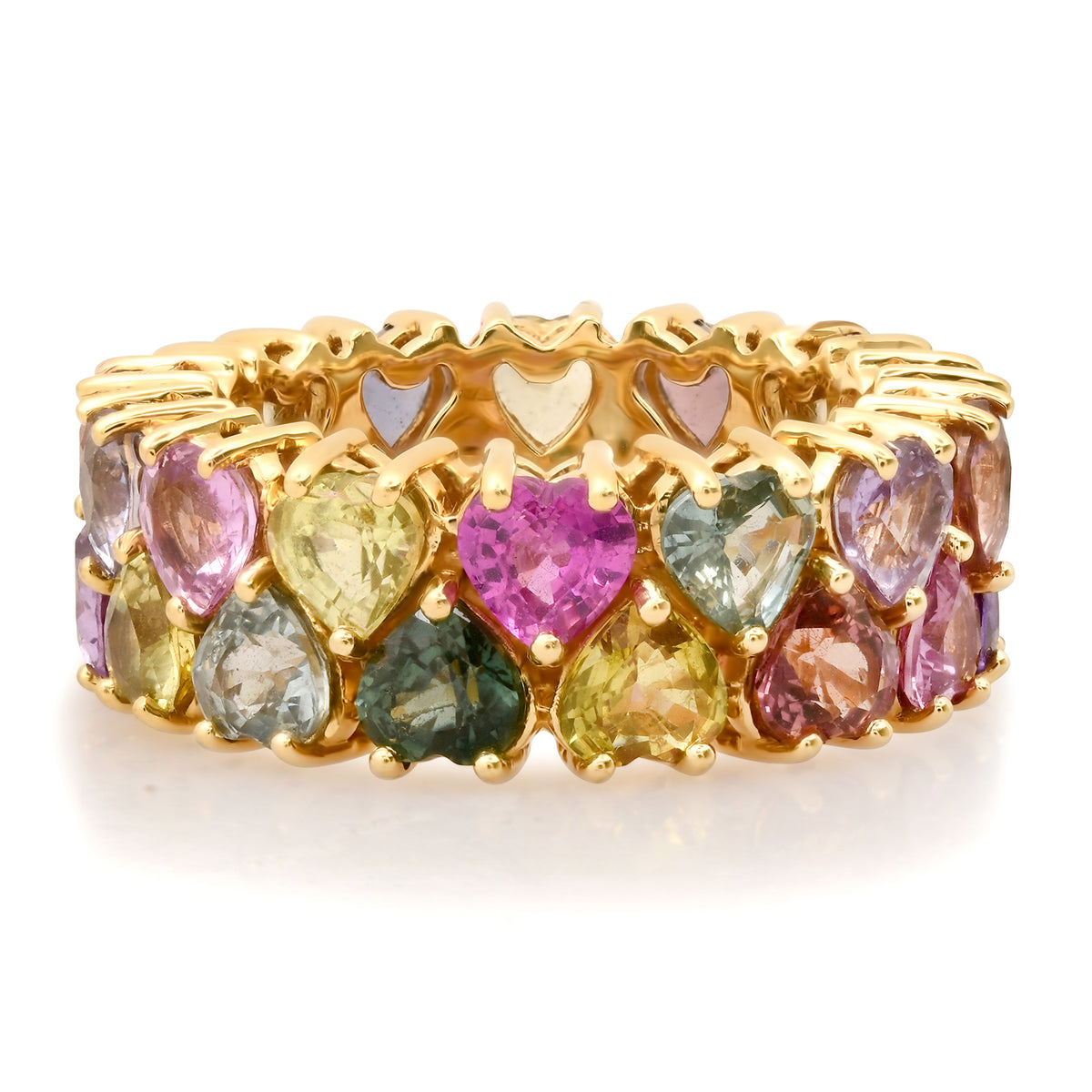 Pastel Sapphire Shades of Shimmer Stacked Hearts Eternity Band Ring ...