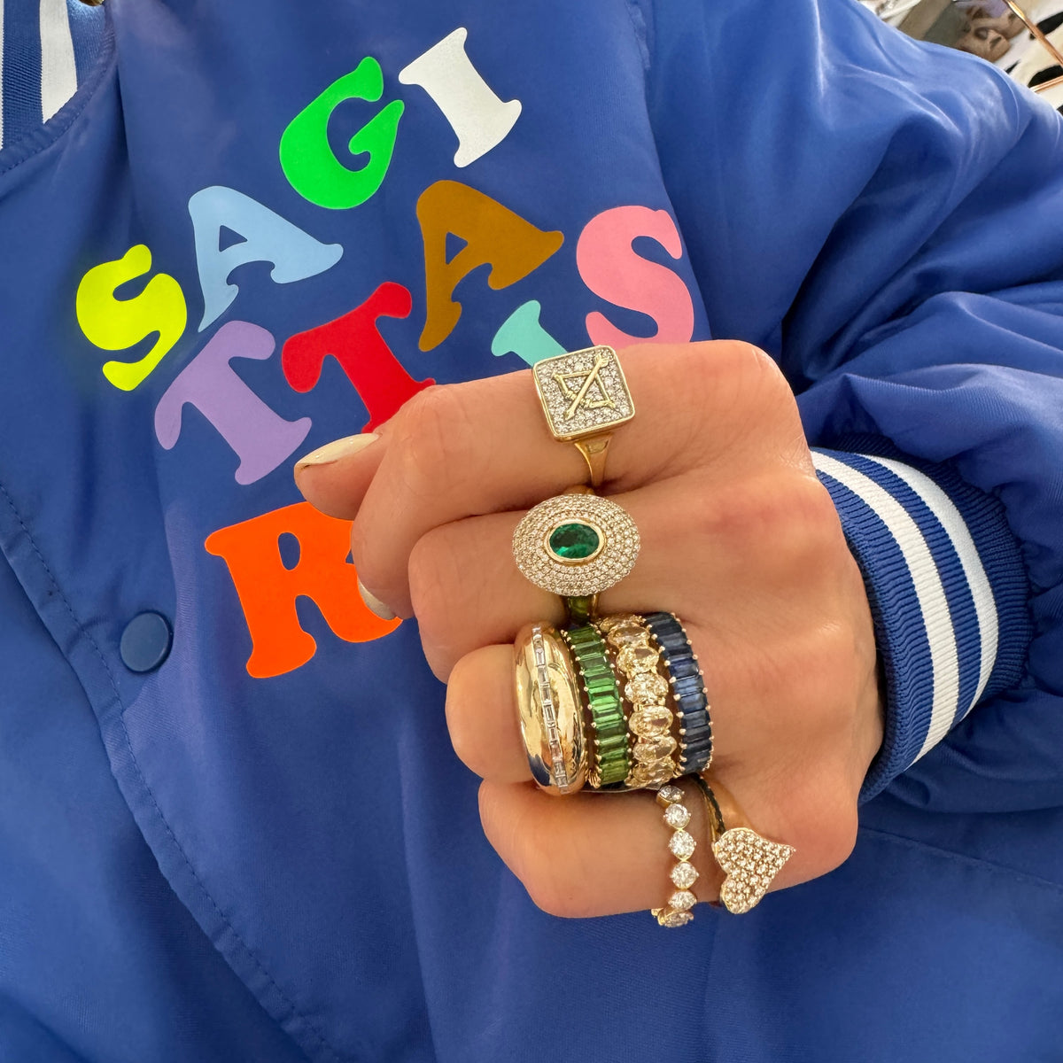 Emerald & Pave Diamond Cocktail Ring – Milestones by Ashleigh Bergman