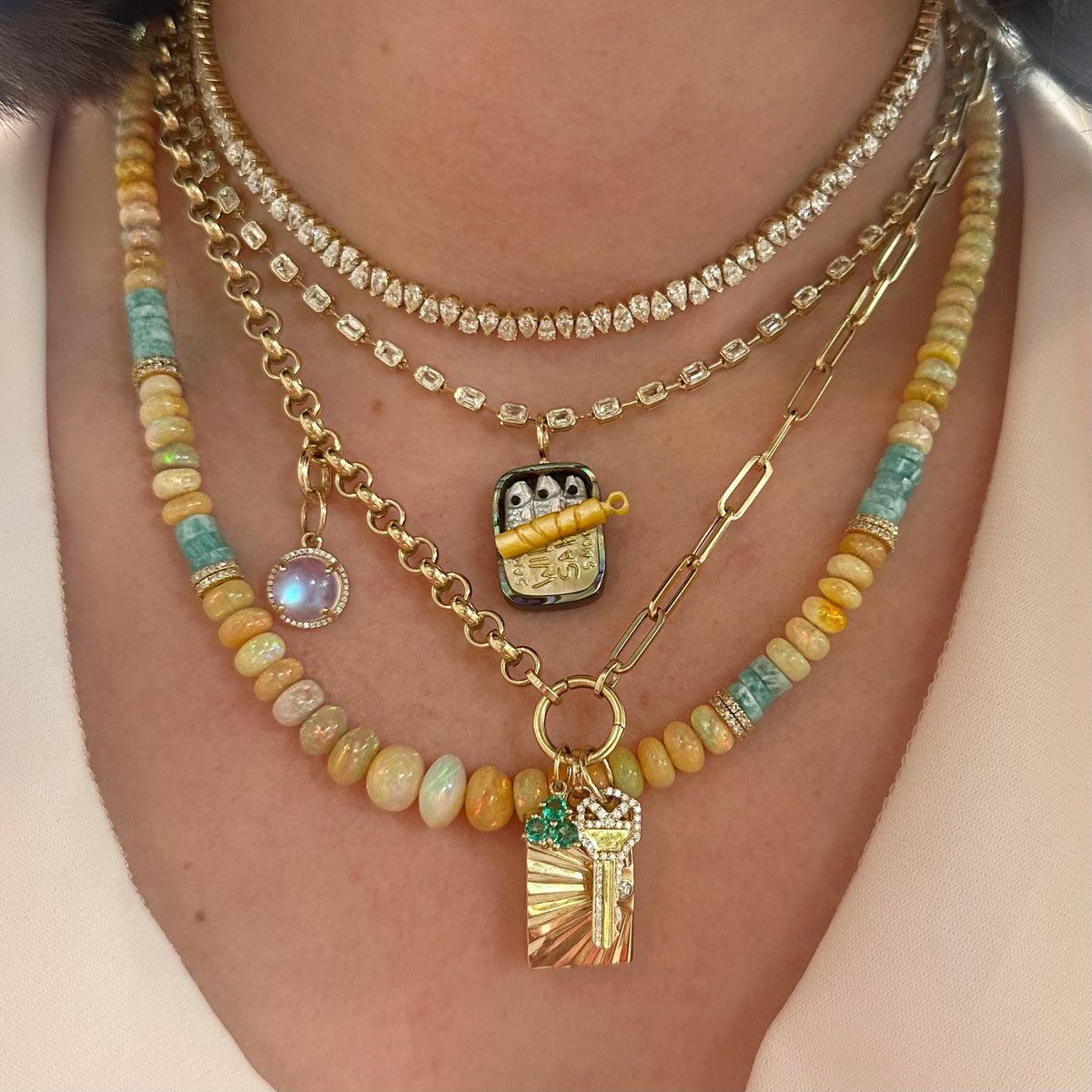 Segmented Emerald Cut Diamond Tennis Bezel Necklace – Milestones by ...