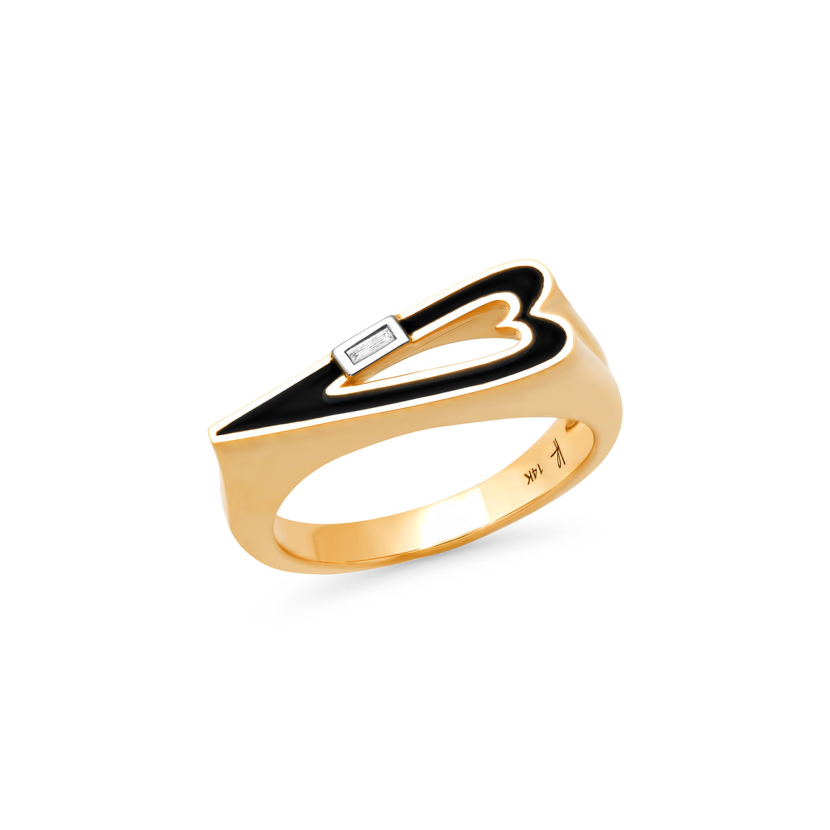 Exclusive MBAB x Helena Rose Enamel Baguette Diamond Heart Stacking Ri ...