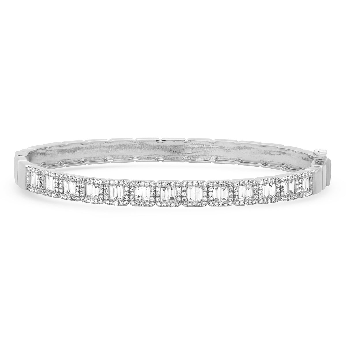 Mega Sparkle Diamond Baguette with Diamond Halos Hinge Cuff Bracelet ...