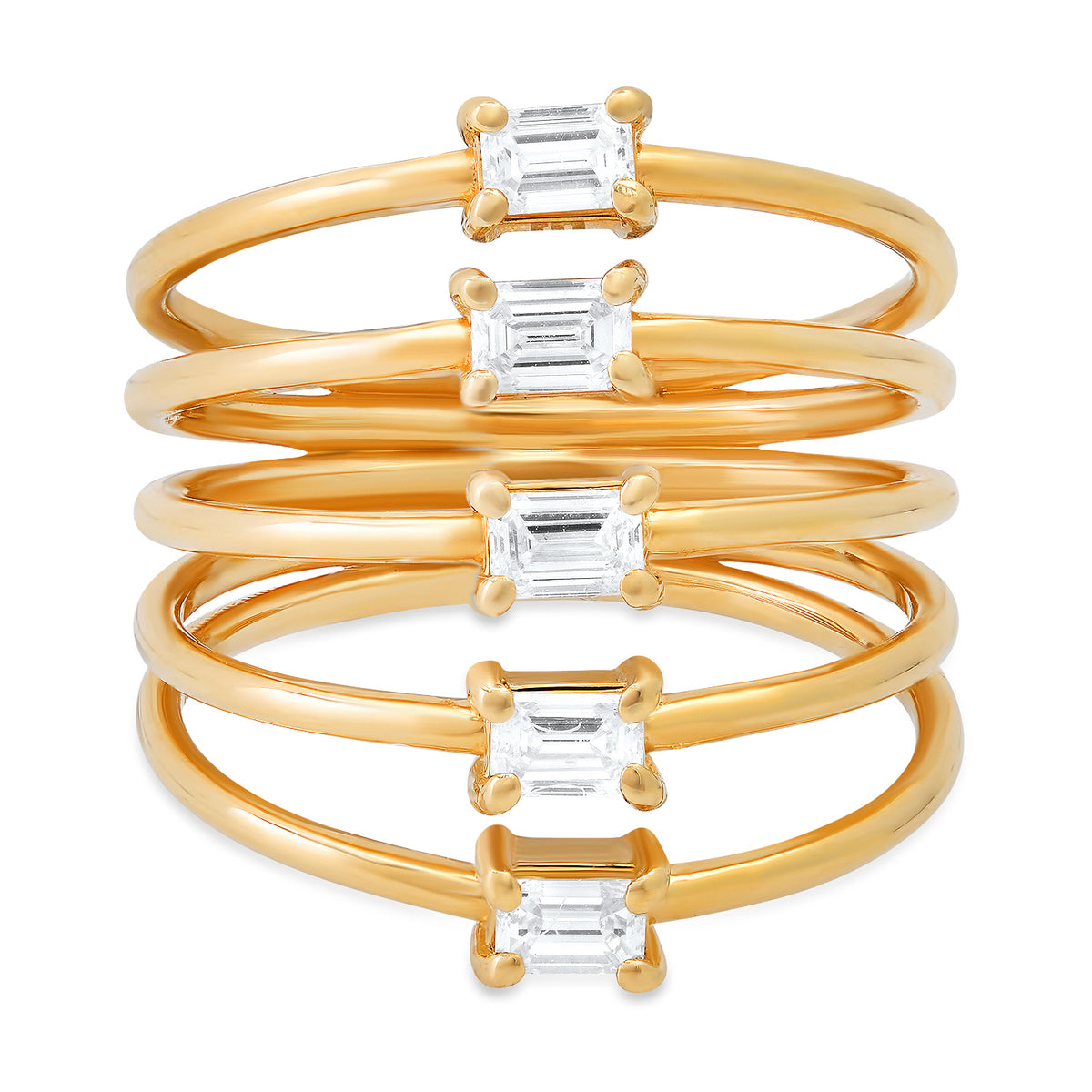 Straight Up Emerald Cut Diamond Stacked Ring – Milestones by Ashleigh ...