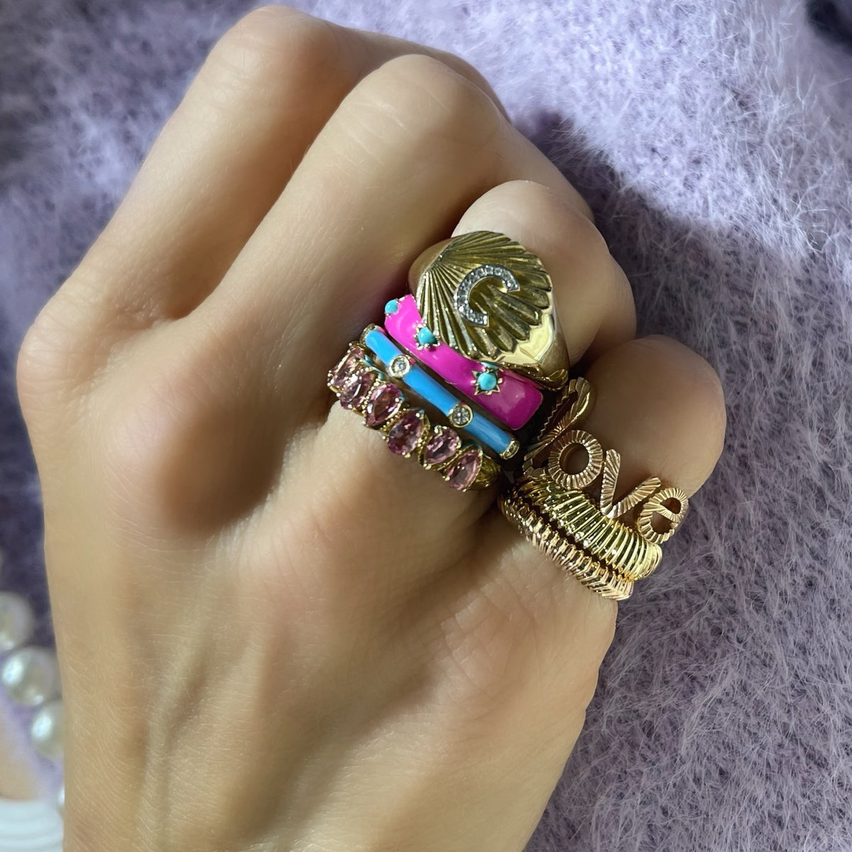 Carson Wide Fluted Gold Band Ring – Milestones by Ashleigh Bergman