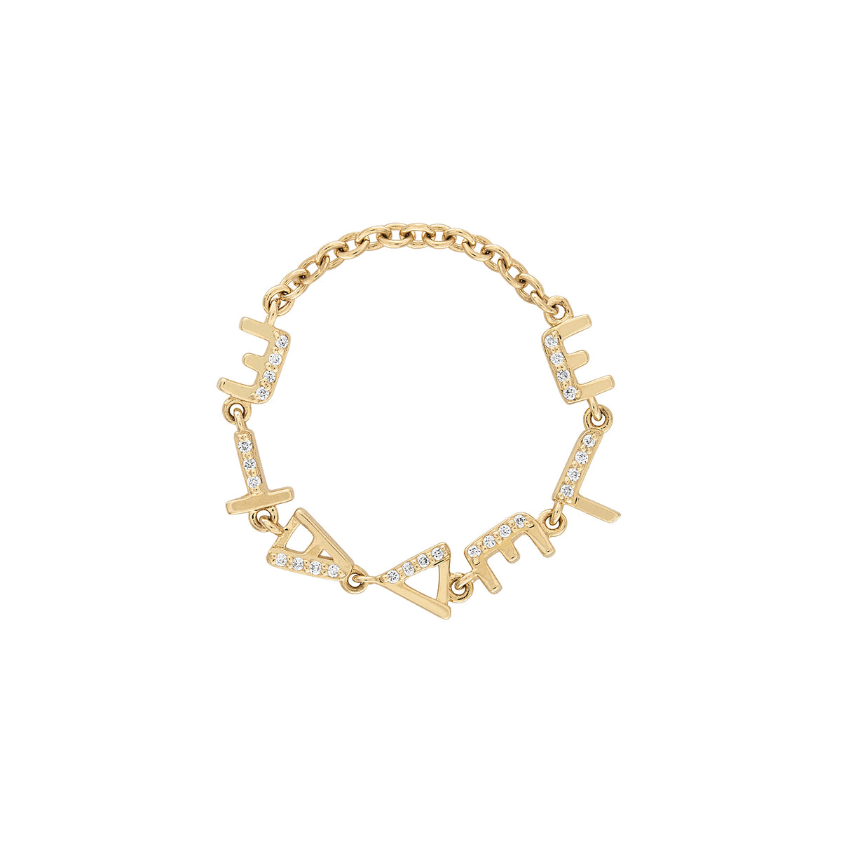 Custom Tiny Diamond Letters Ring – Milestones by Ashleigh Bergman